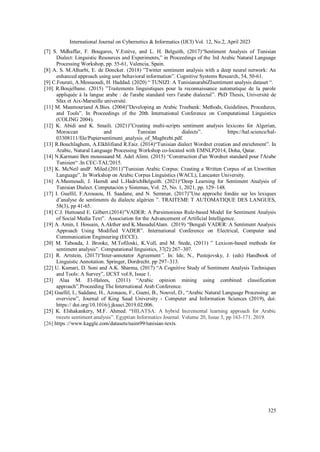SENTIMENT ANALYSIS CLASSIFICATION FOR TEXT IN SOCIAL MEDIA: APPLICATION TO TUNISIAN DIALECT | PDF