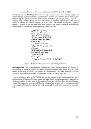 SENTIMENT ANALYSIS CLASSIFICATION FOR TEXT IN SOCIAL MEDIA: APPLICATION TO TUNISIAN DIALECT | PDF