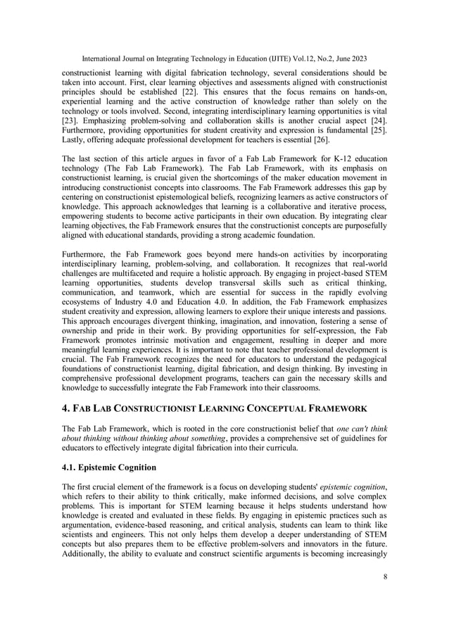 FROM LOGO PROGRAMMING TO FAB LABS: THE LEGACY OF CONSTRUCTIONIST LEARNING IN K−12 EDUCATION ...