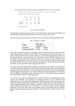 EVALUATING BERT AND PARSBERT FOR ANALYZING PERSIAN ADVERTISEMENT DATA | PDF
