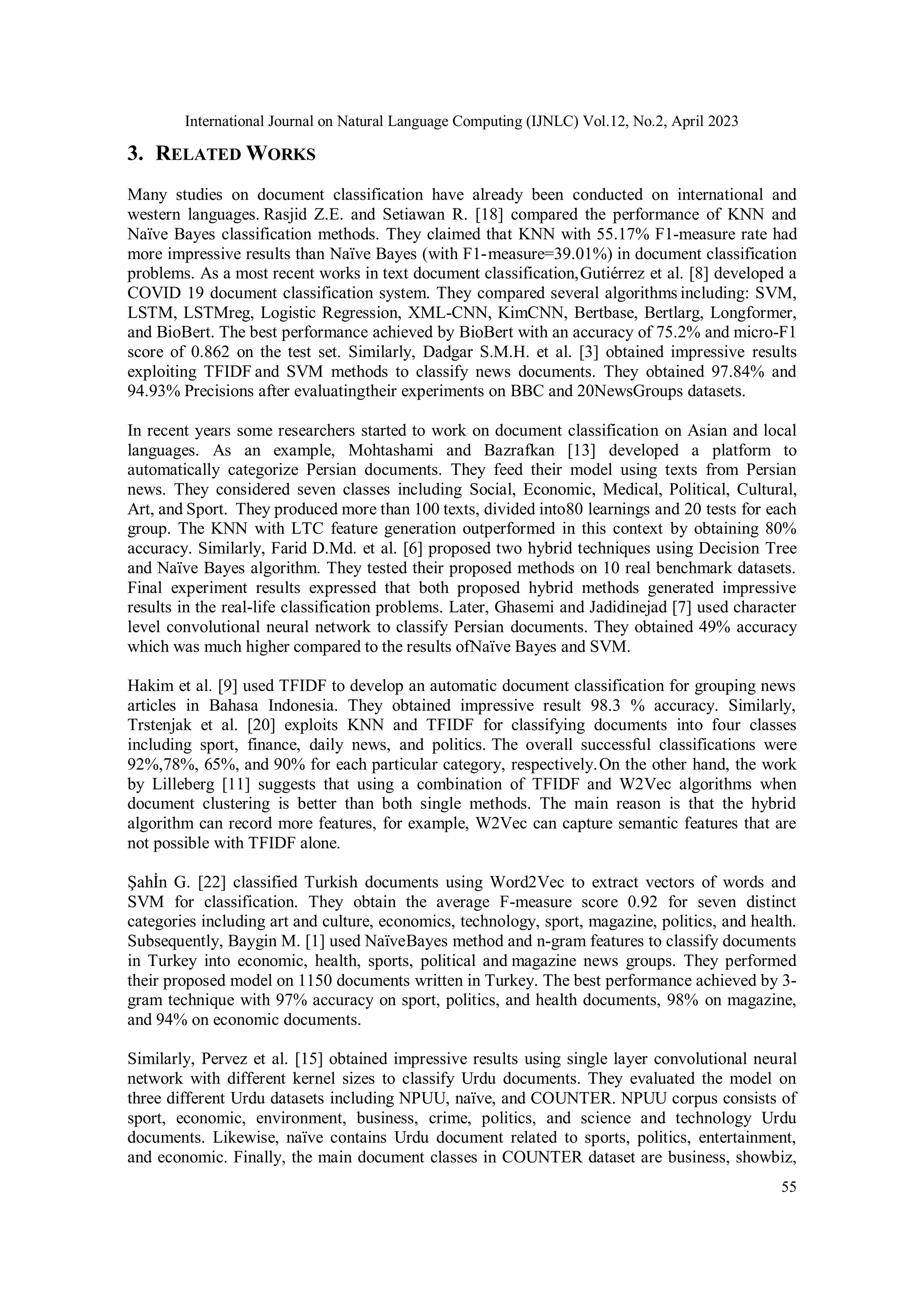 TUNING TRADITIONAL LANGUAGE PROCESSING APPROACHES FOR PASHTO TEXT CLASSIFICATION | PDF