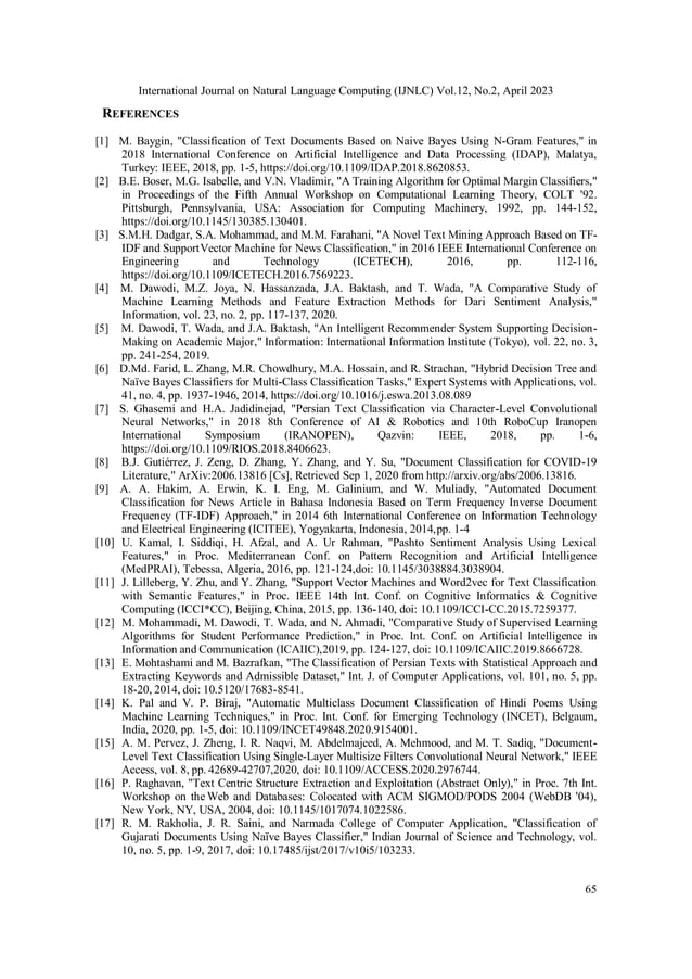 TUNING TRADITIONAL LANGUAGE PROCESSING APPROACHES FOR PASHTO TEXT CLASSIFICATION | PDF