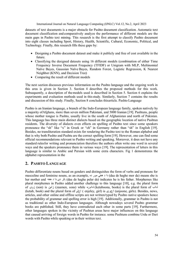 TUNING TRADITIONAL LANGUAGE PROCESSING APPROACHES FOR PASHTO TEXT CLASSIFICATION | PDF