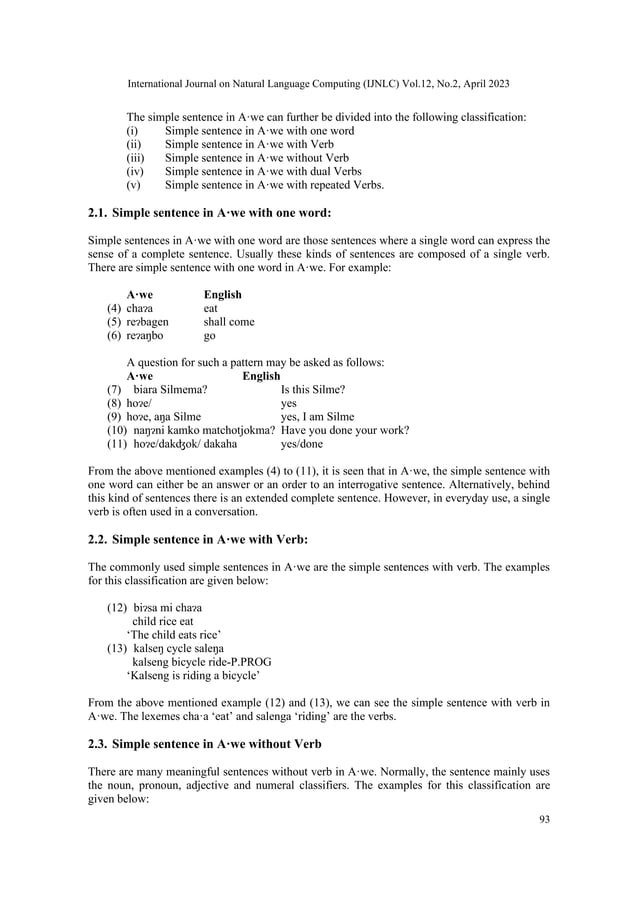 SIMPLE SENTENCE IN A·WE | PDF