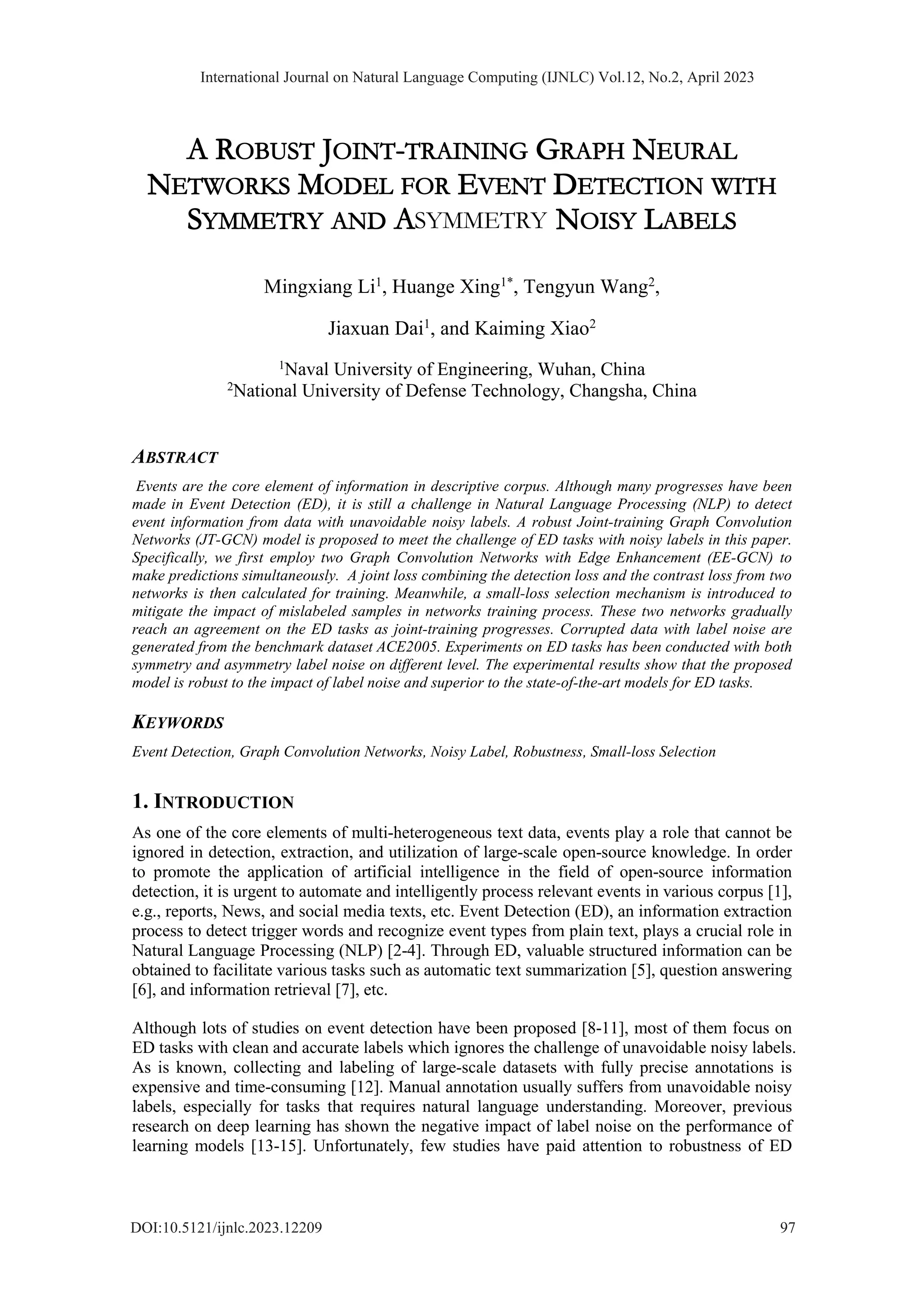 A ROBUST JOINT-TRAINING GRAPHNEURALNETWORKS MODEL FOR EVENT ...