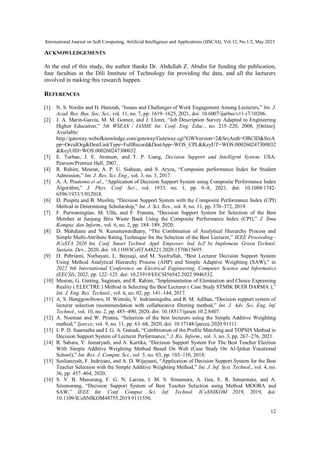 A HYBRID METHODS DSS FOR THE BEST PERFORMING LECTURERS SELECTION | PDF