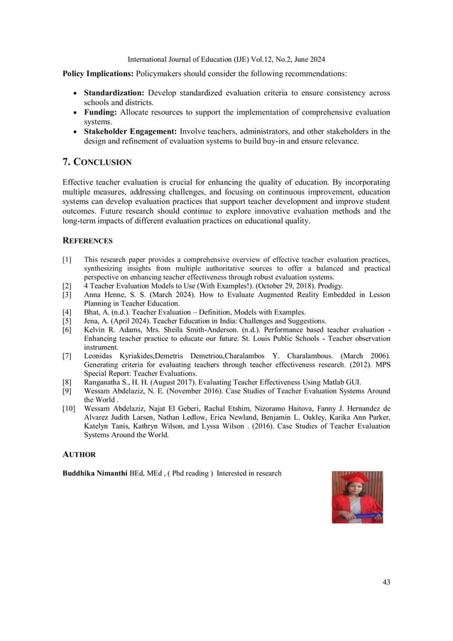Evaluating Teacher Effectiveness Methods Challenges And Implications Pdf