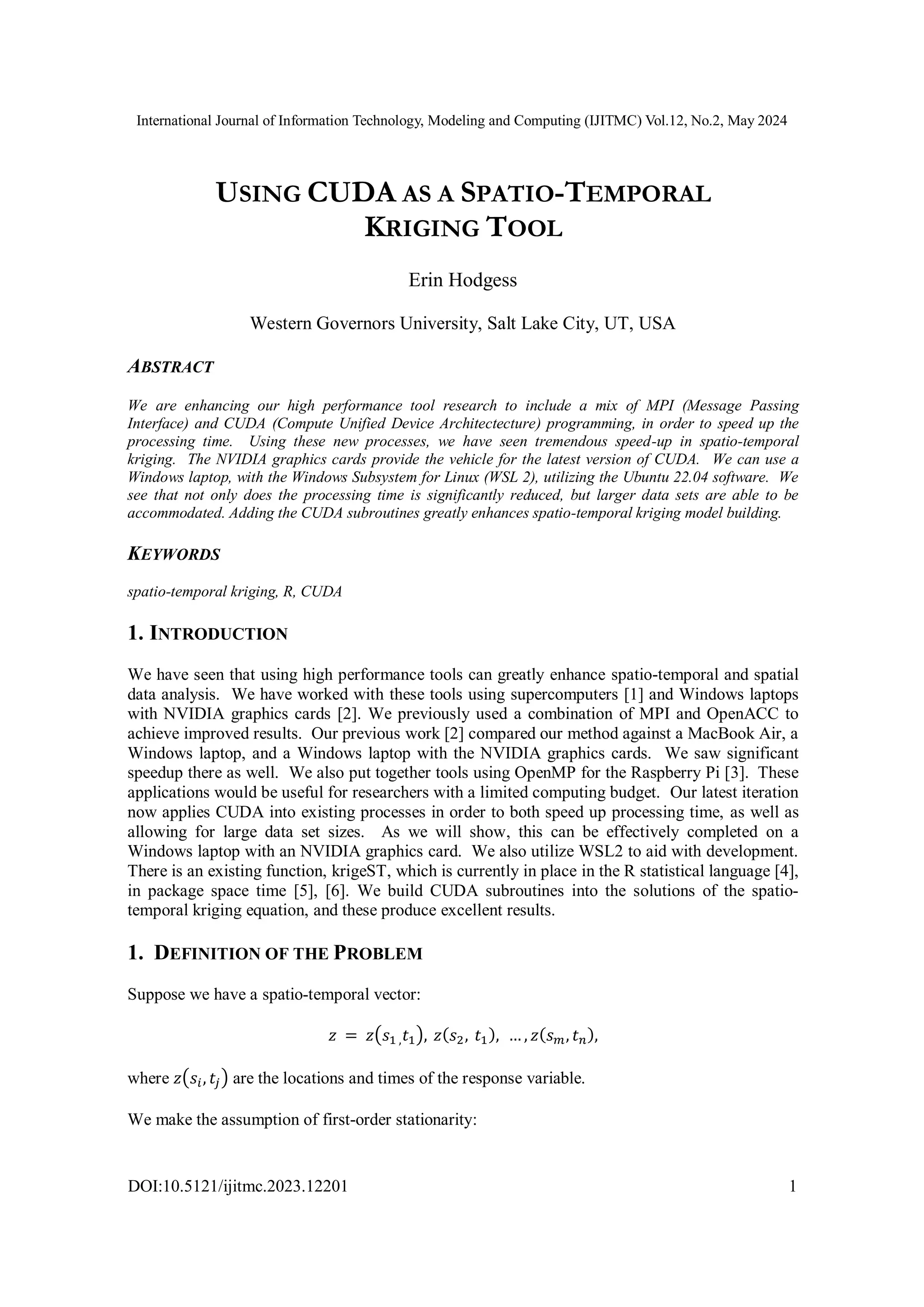 Using CUDA as a Spatio-Temporal Kriging Tool | PDF