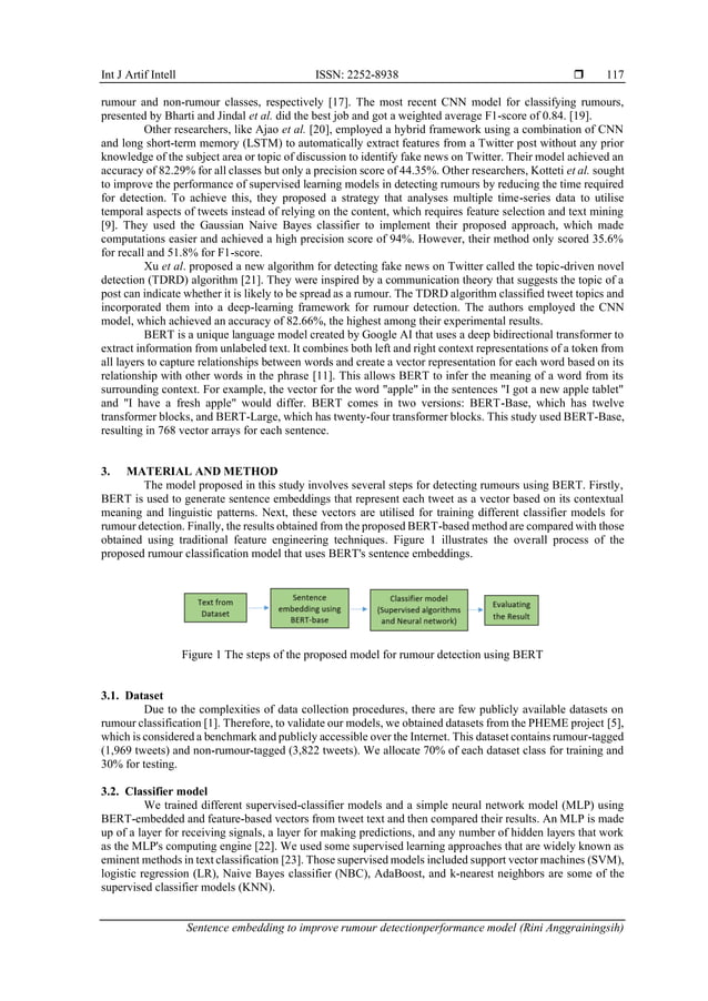 Sentence embedding to improve rumour detection performance model | PDF