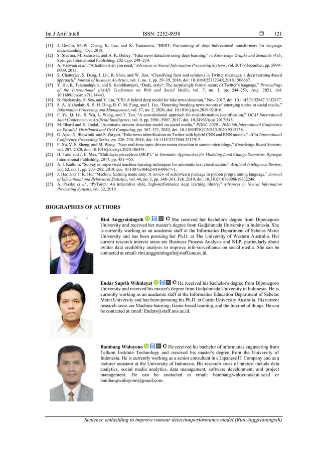 Sentence embedding to improve rumour detection performance model | PDF