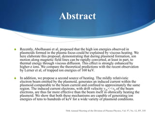 Viscous and Induced Heating in Plasma Focus Plasmoids | PPT | Chemistry ...
