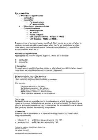 When to use Apostrophes | PDF | Education