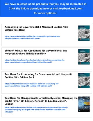 Accounting for Governmental & Nonprofit Entities 18th Edition Solution ...