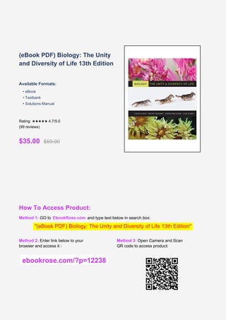 Comprehensive Guide to Biology: Unity and Diversity of Life 13th ...