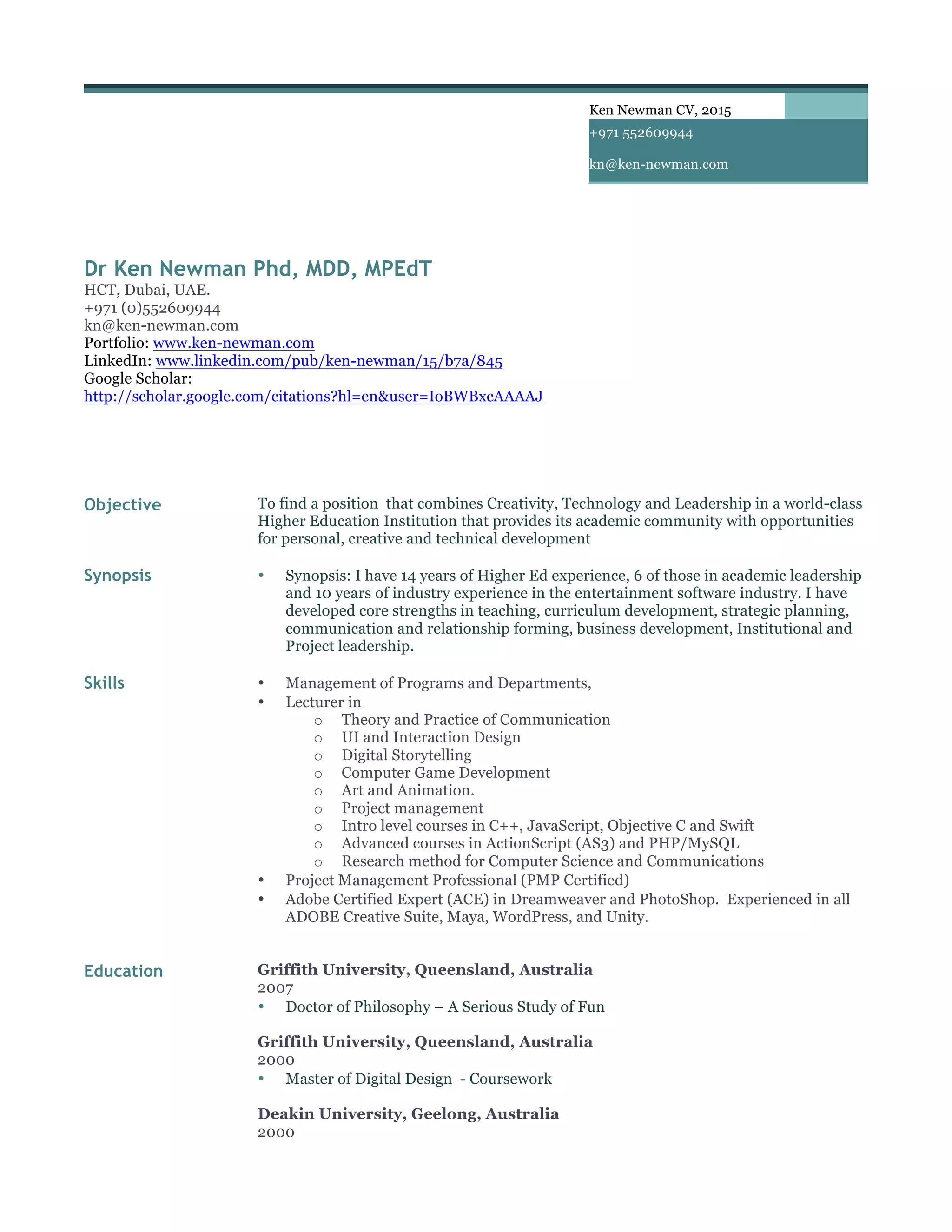 KenNewman_CV2015 | PDF