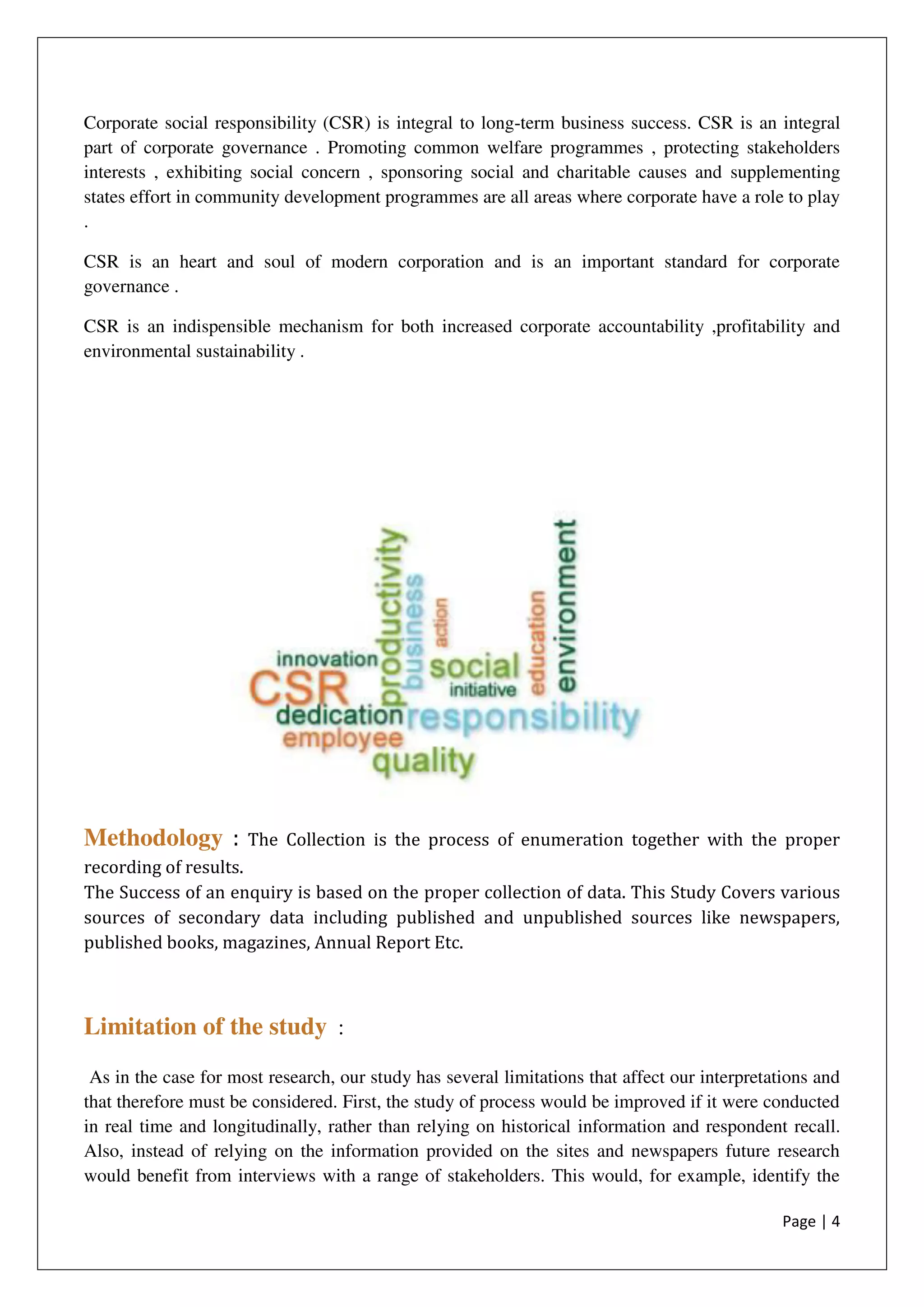 Project on corporate social responsibility | PDF