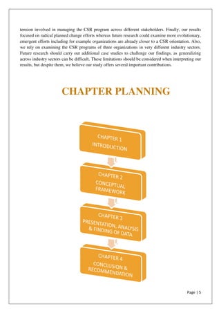 Project on corporate social responsibility | PDF