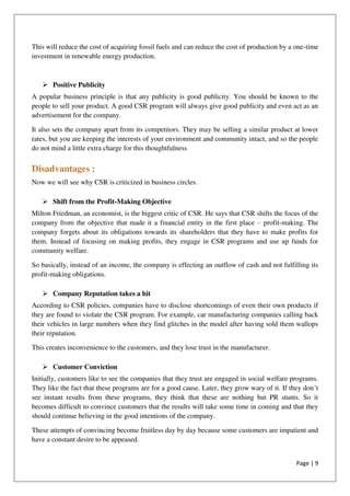 Project on corporate social responsibility | PDF