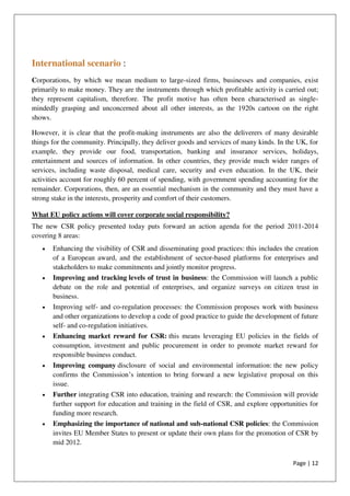 Project on corporate social responsibility | PDF