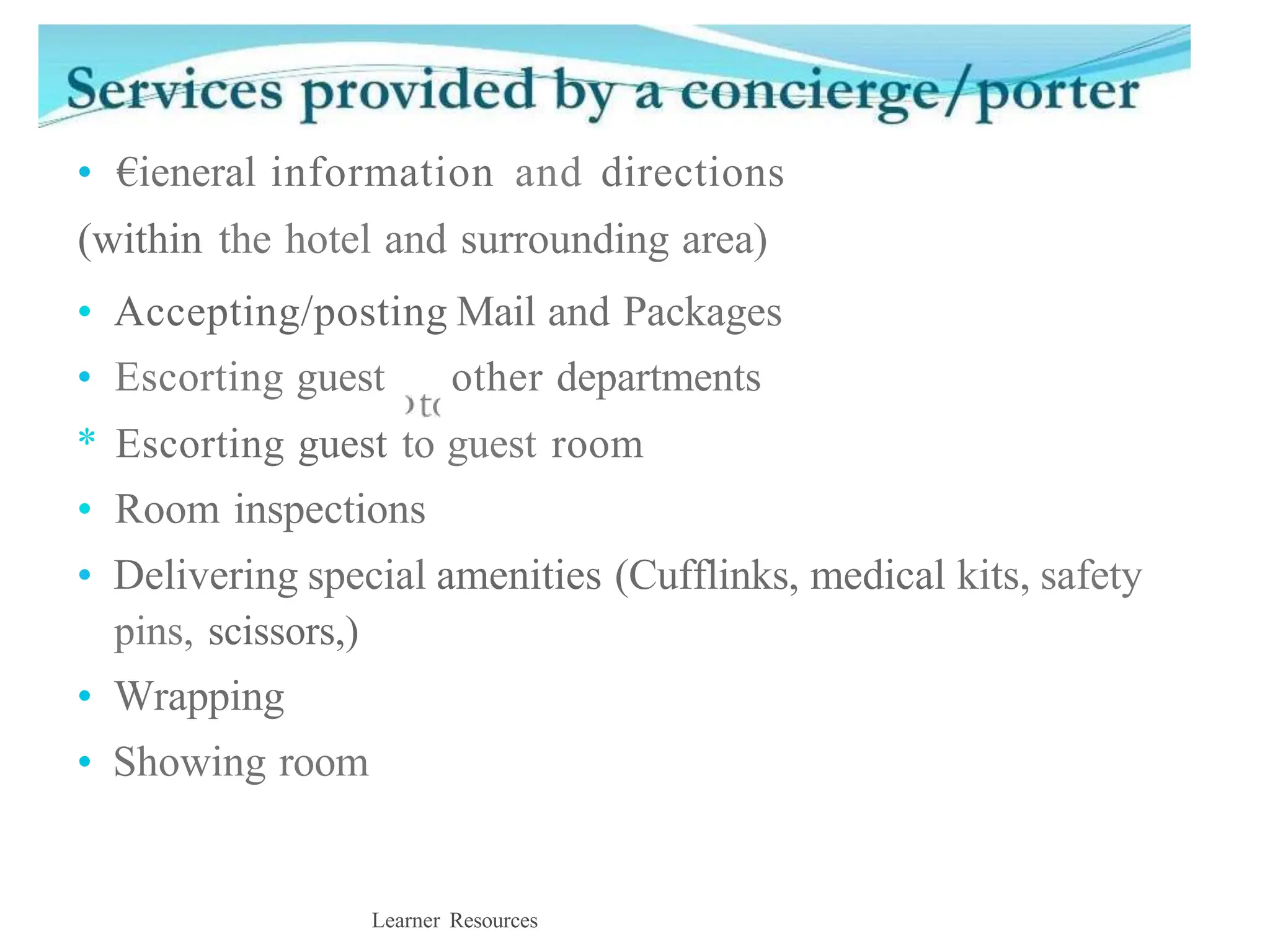 Porter escorting guest to the room and explain | PPTX