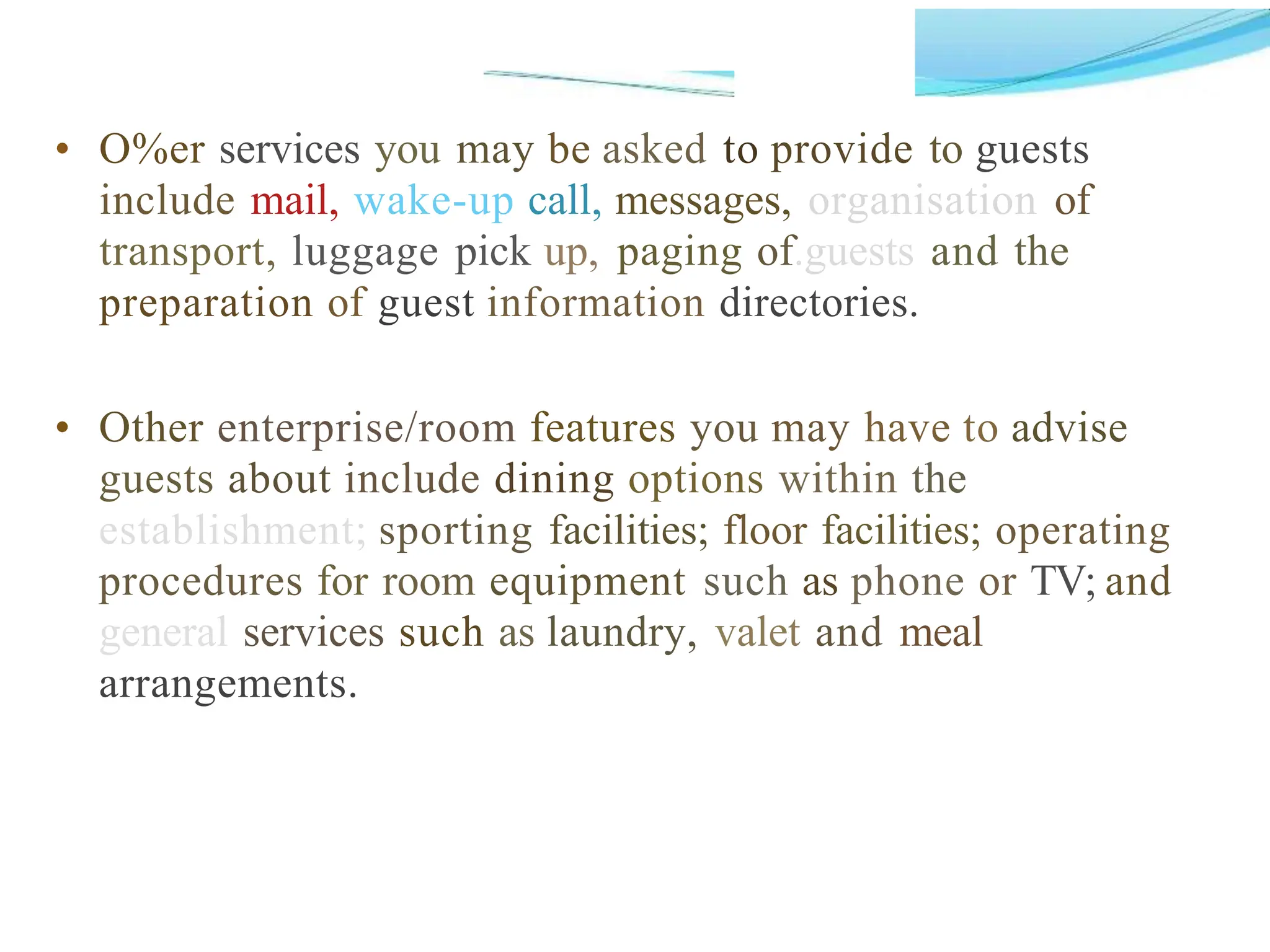 Porter escorting guest to the room and explain | PPTX