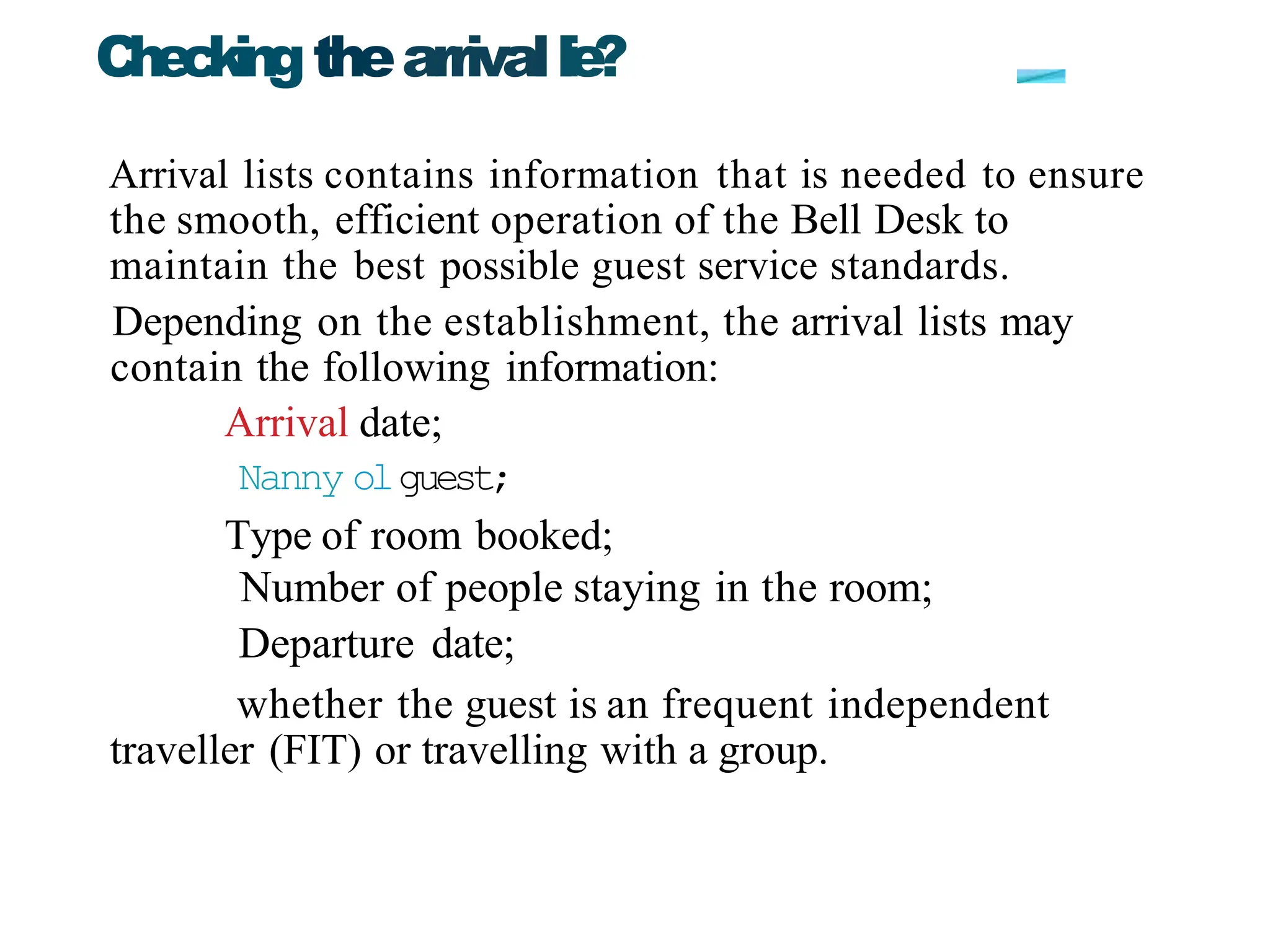 Porter escorting guest to the room and explain | PPTX