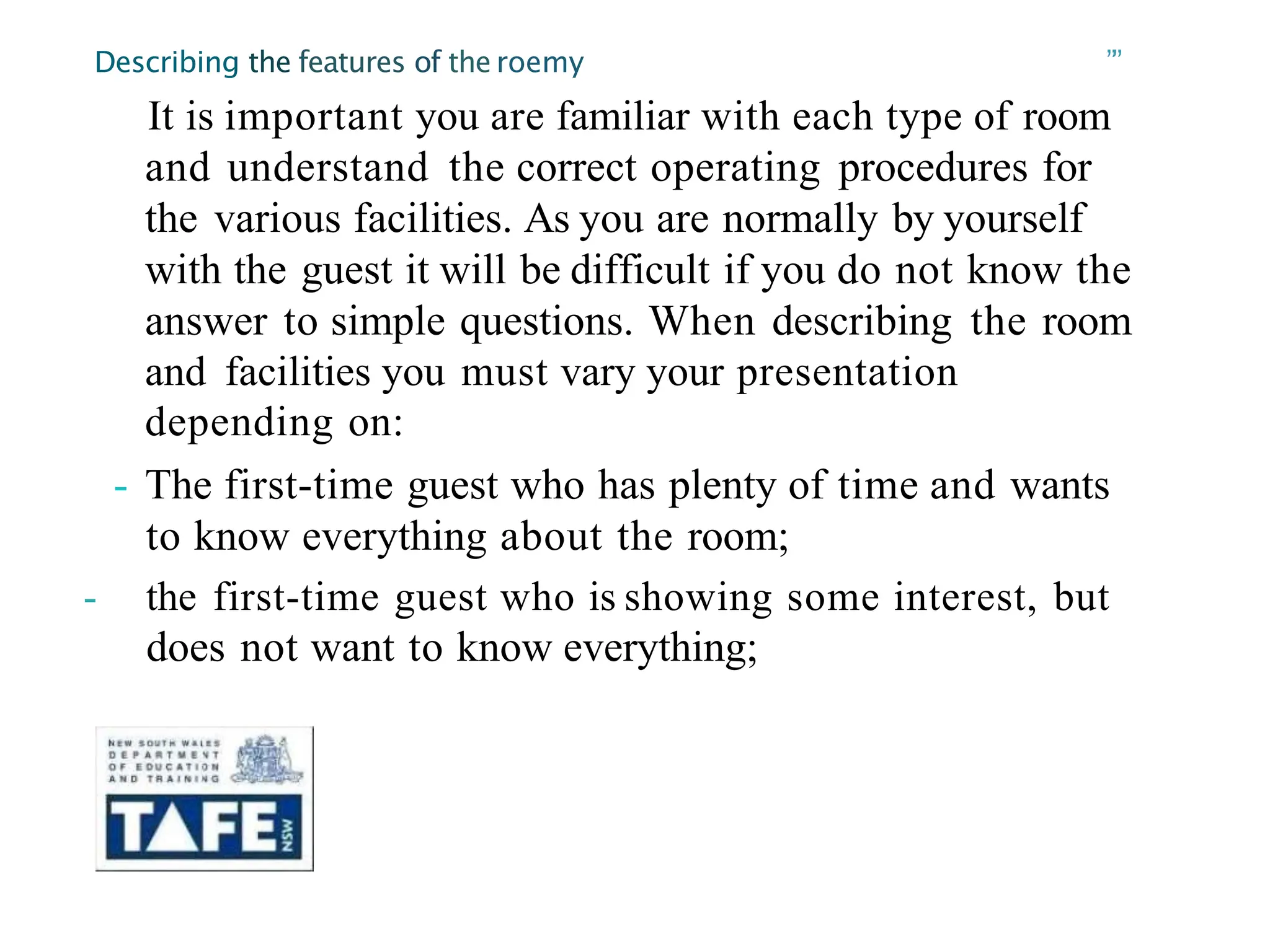 Porter escorting guest to the room and explain | PPTX