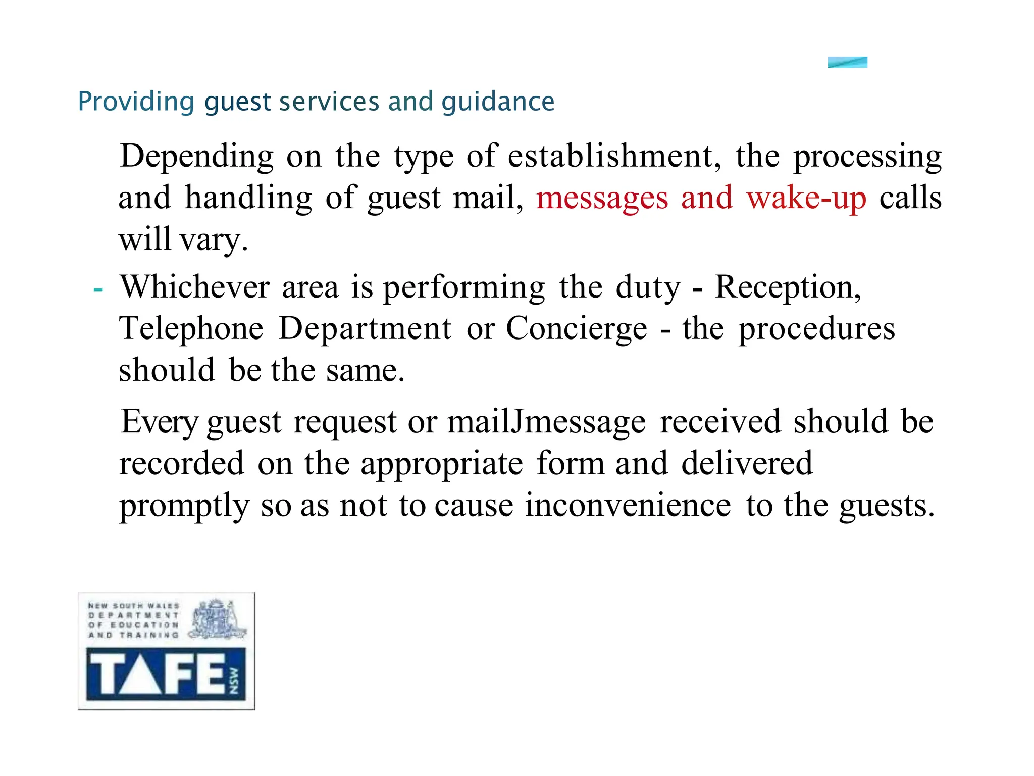 Porter escorting guest to the room and explain | PPTX