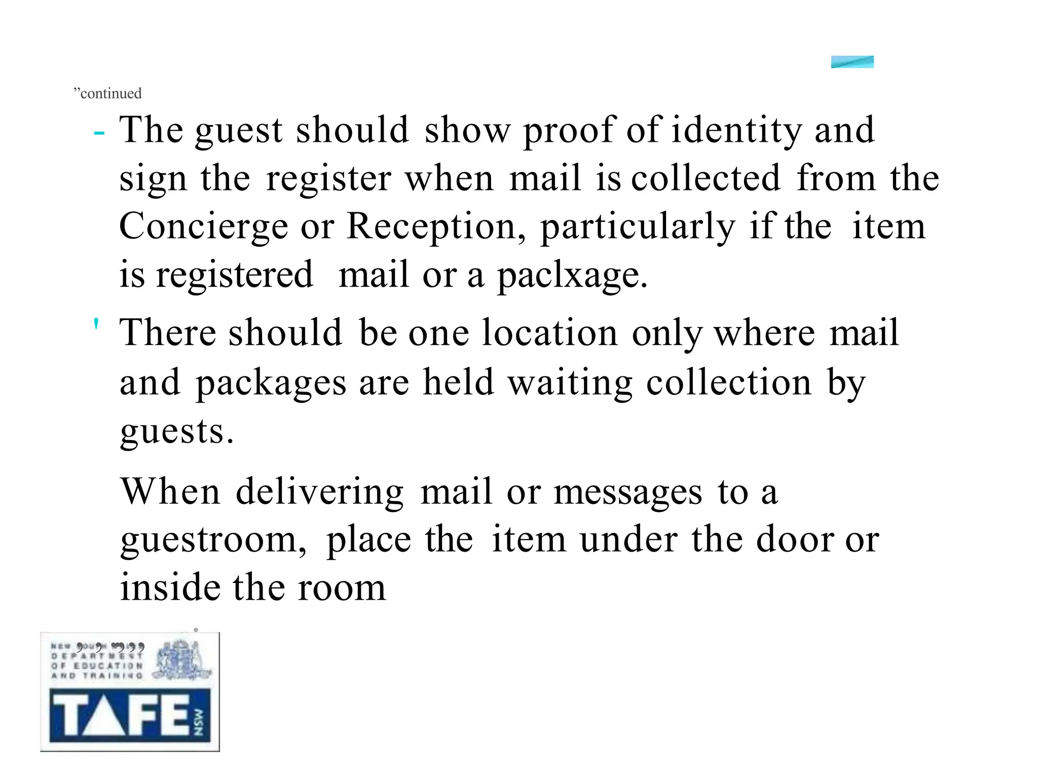 Porter escorting guest to the room and explain | PPTX