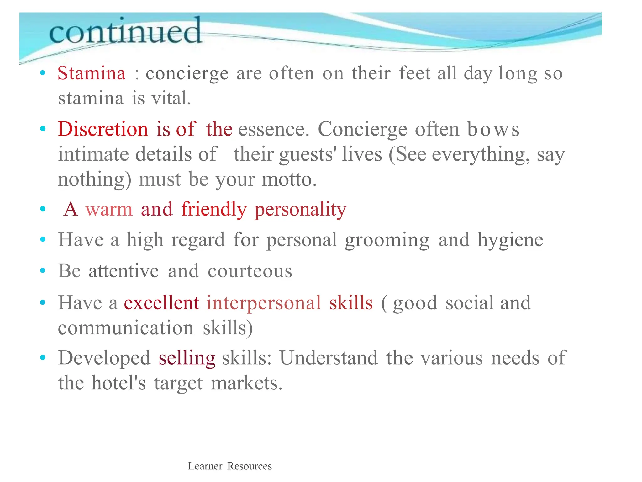 Porter escorting guest to the room and explain | PPTX