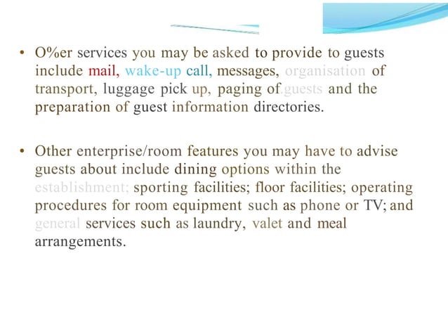 Porter escorting guest to the room and explain | PPTX | Hotels and ...