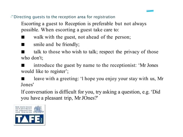 Porter escorting guest to the room and explain | PPTX | Hotels and ...