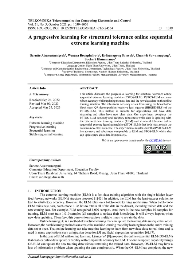 A progressive learning for structural tolerance online sequential extreme learning machine | PDF
