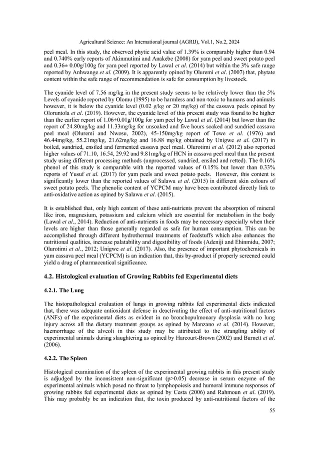 ANTINUTIONAL FACTORS AND RESPONSE OF GROWING RABBITS FED YAM-CASSAVA ...