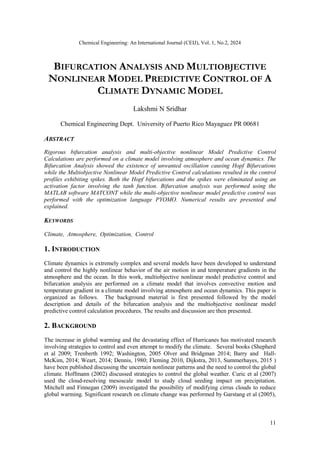 Bifurcation Analysis and Multiobjective Nonlinear Model Predictive Control of a Climate Dynamic ...