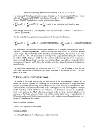 Bifurcation Analysis and Model Redictive the Control of the Jewettforger-Kronauer Model for ...