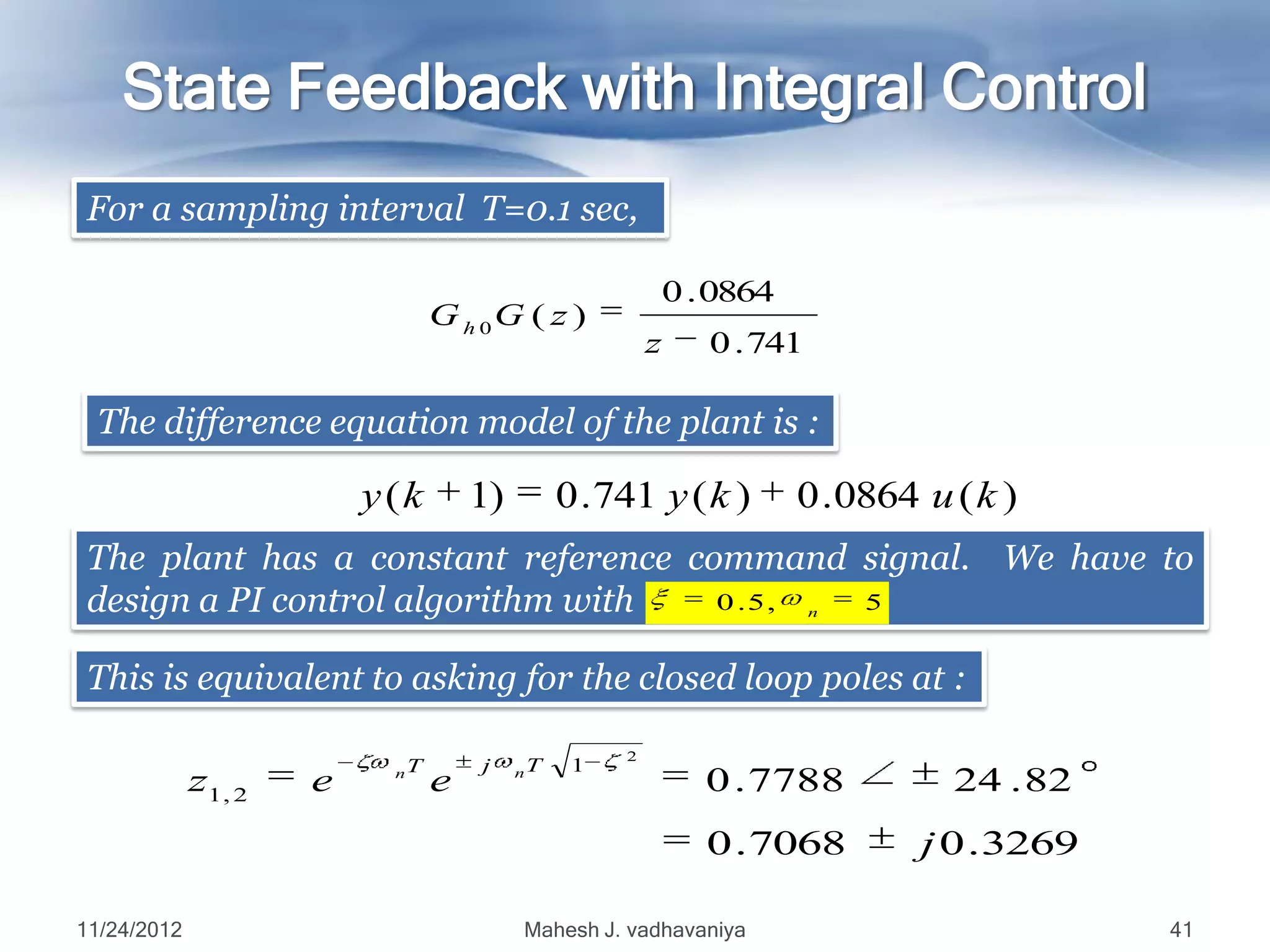 Pole Placement in Digital Control | PPTX