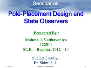 Pole Placement in Digital Control | PPTX
