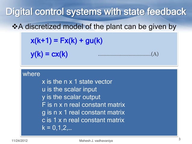 Pole Placement In Digital Control Pptx Physics Science