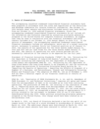 tollbrothers 10-Q_jan_2003 | PDF