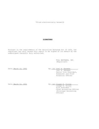 tollbrothers 10-Q-jan_2001 | PDF