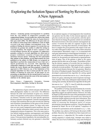 Exploring the Solution Space of Sorting by Reversals: A New Approach | PDF