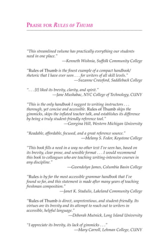 Rules Of Thumb A Guide For Writers 7th Edition Jay Silverman | PDF