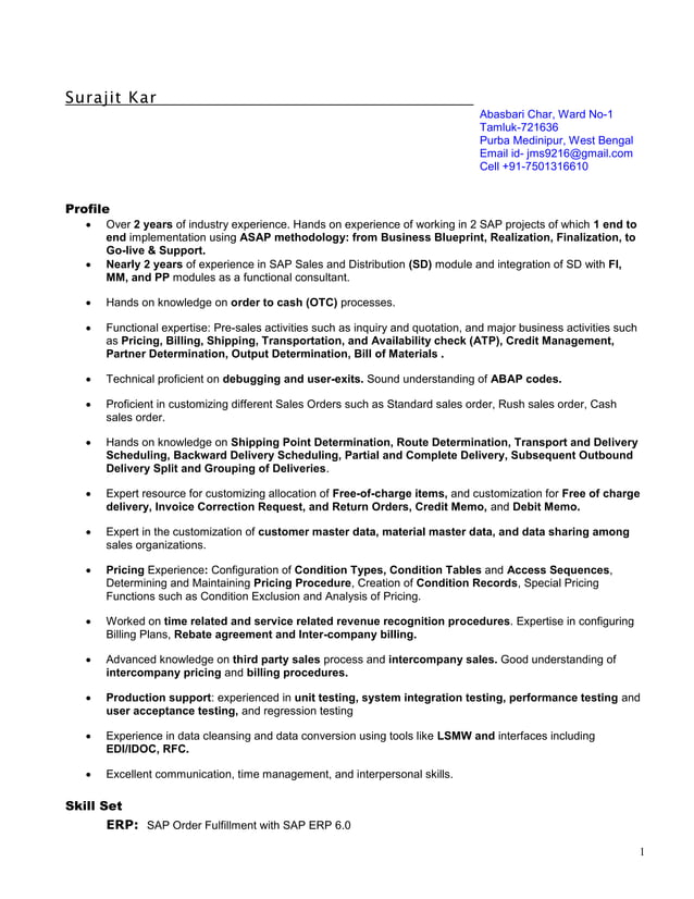 Resume Surajit Kar | PDF