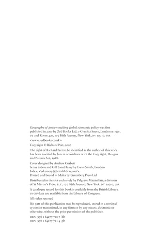 Geography Of Power Making Global Economic Policy Richard Peet | PDF
