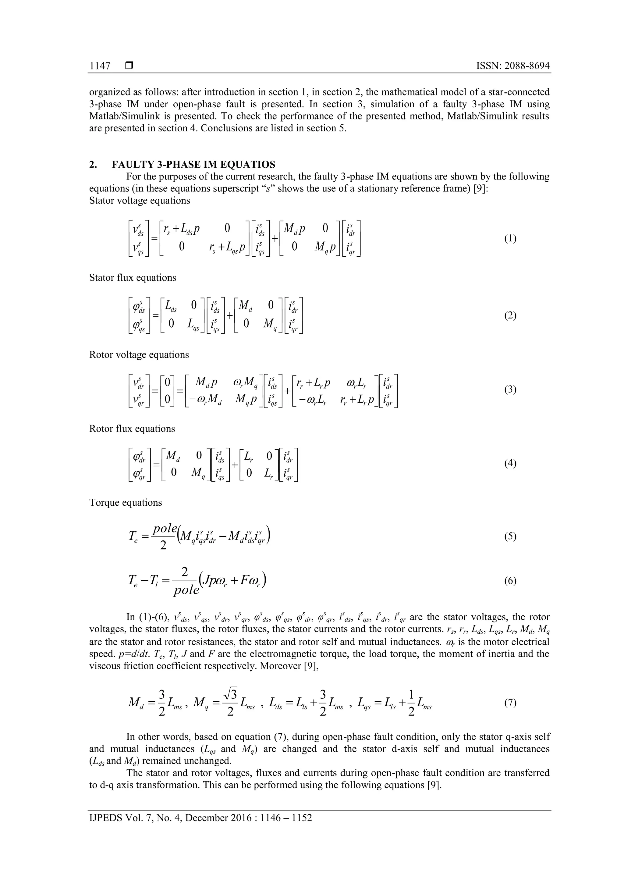 Modelling of a 3-Phase Induction Motor under Open-Phase Fault Using Matlab/Simulink | PDF