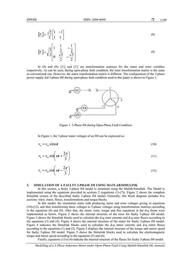 Modelling of a 3-Phase Induction Motor under Open-Phase Fault Using Matlab/Simulink | PDF