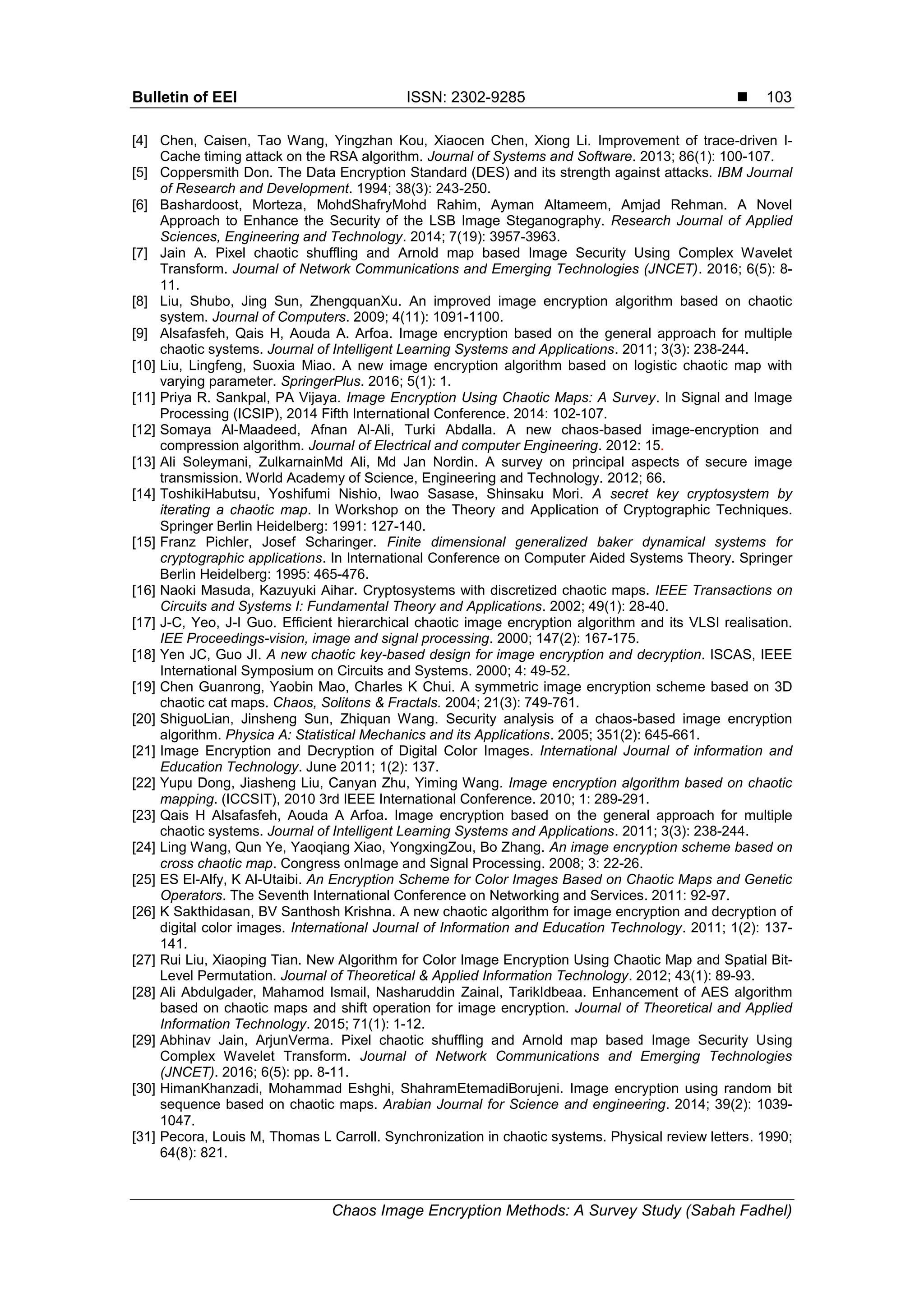 Chaos Image Encryption Methods: A Survey Study | PDF