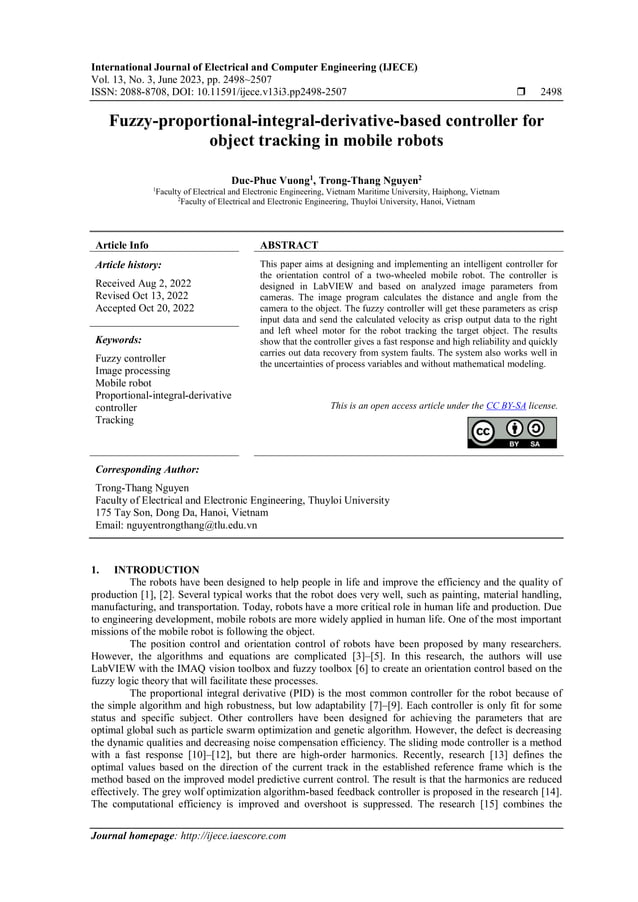 Fuzzy-proportional-integral-derivative-based controller for object tracking in mobile robots | PDF