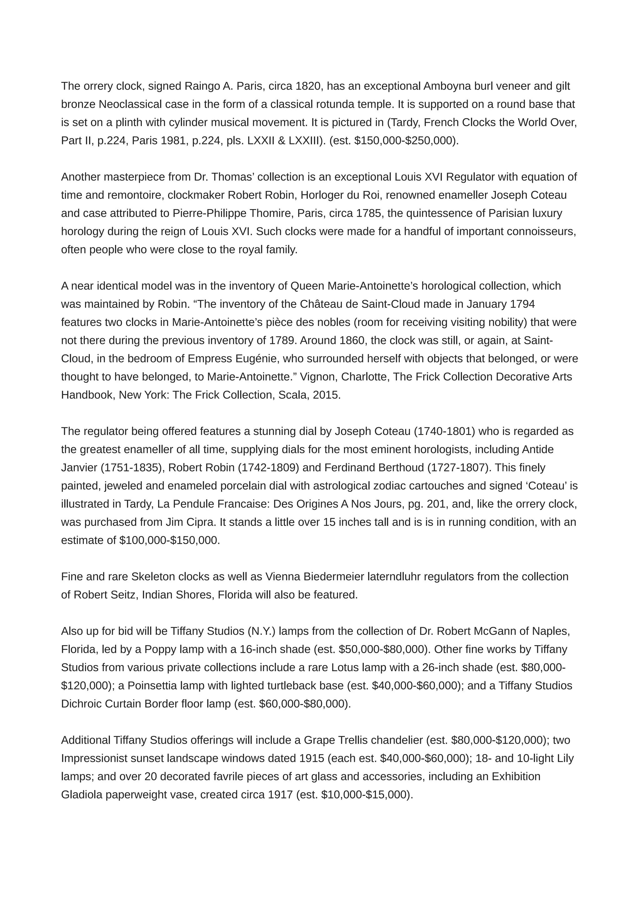 The Incredible Rare Clock Collection of Dr. William Thomas will ...